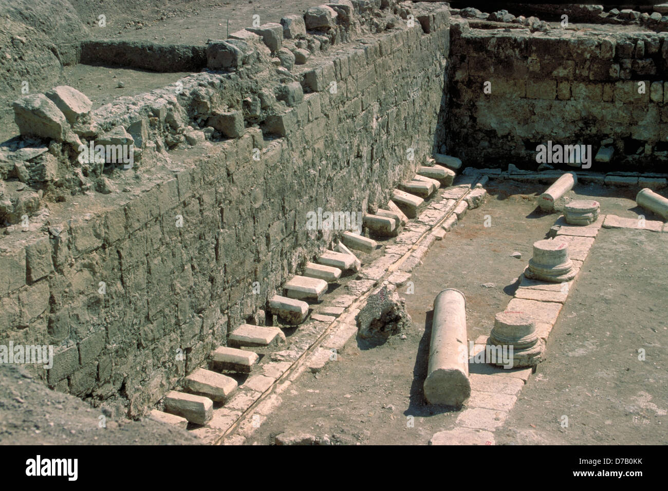 Ancient public lavatory at ruins of Tel Beit She'an (Scythopolis) in ...