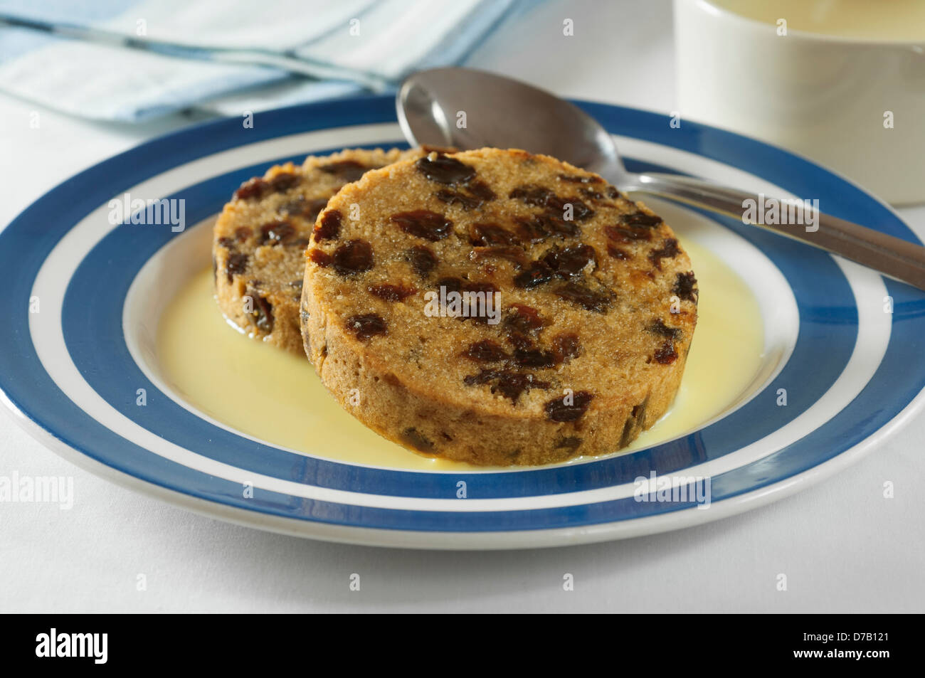 Spotted Dick Steamed fruit pudding Traditional dessert UK Stock Photo ...