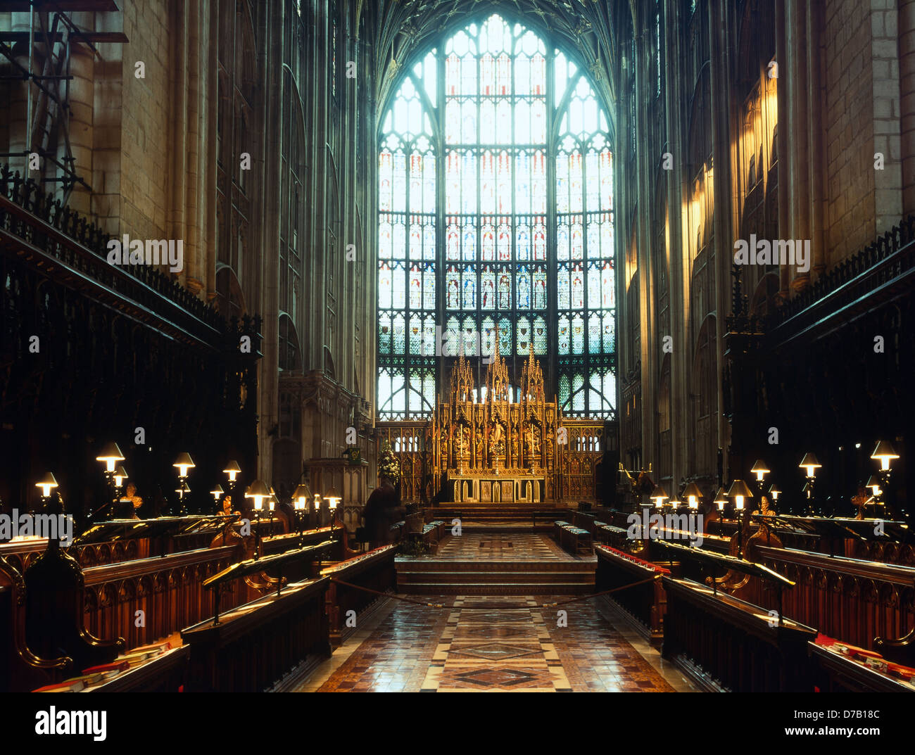 Gloucester Cathedral old choir stalls. England Stock Photo - Alamy