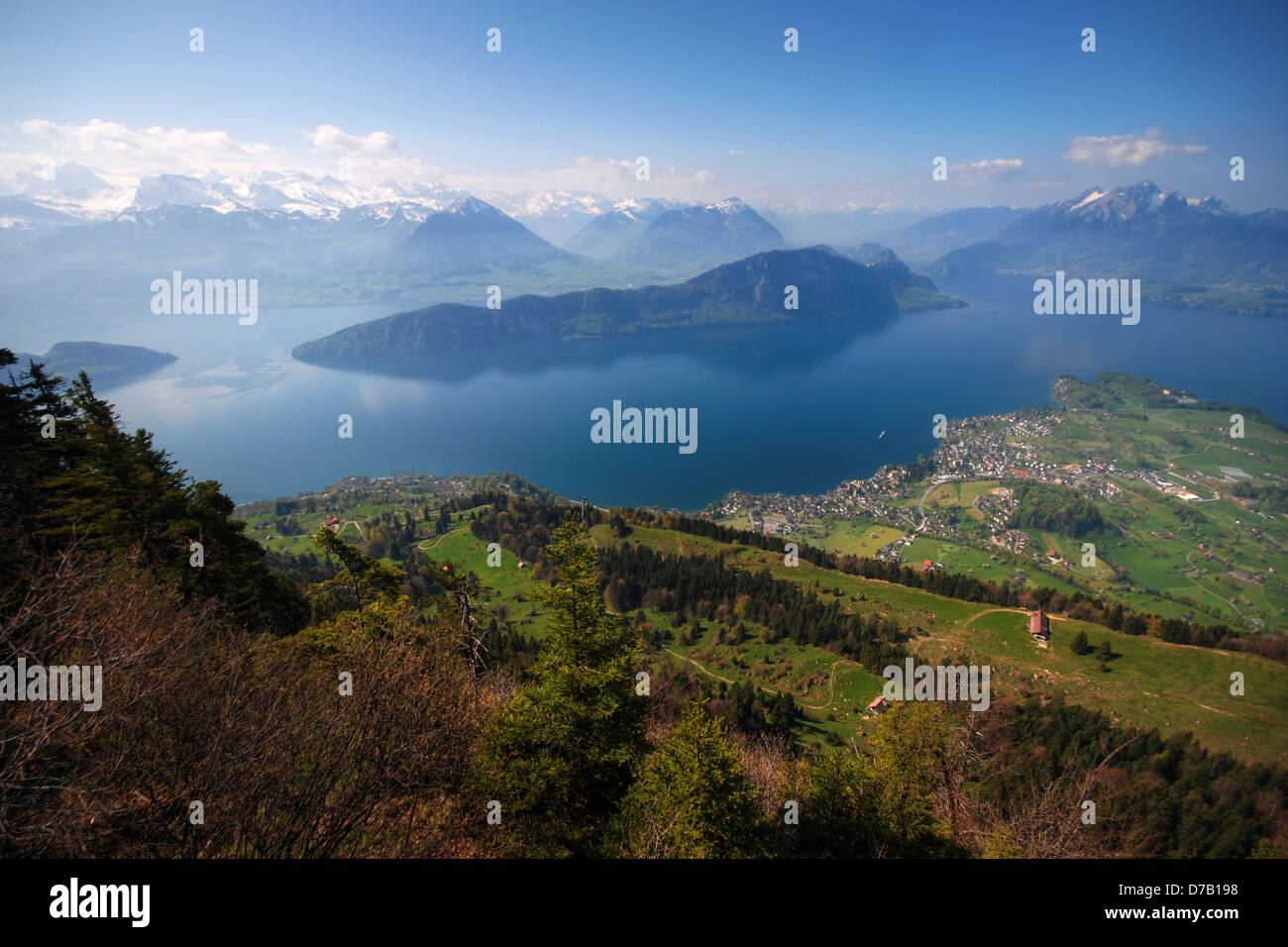View over Lake Lucerne to the Swiss Alps Stock Photo - Alamy