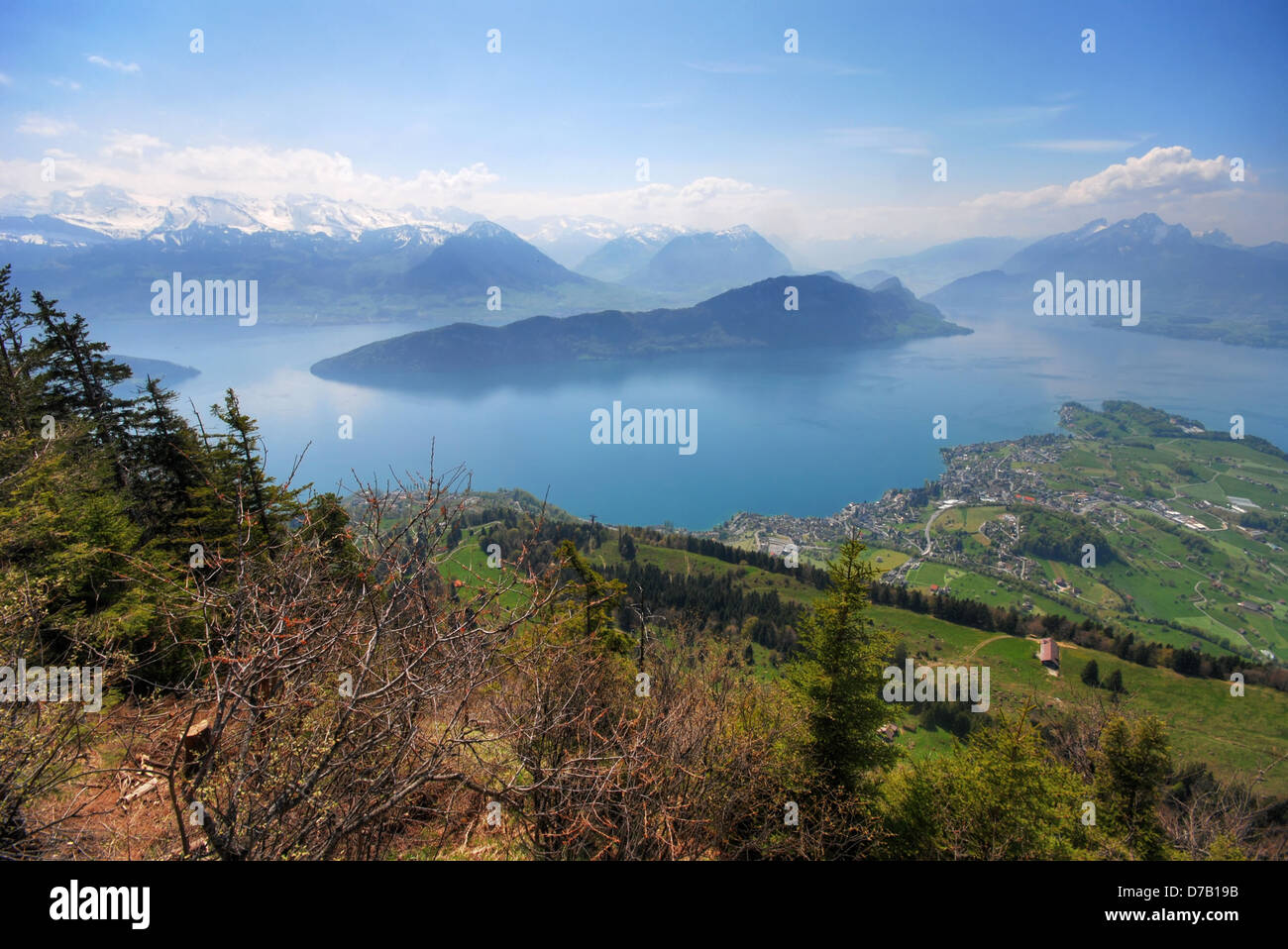 View over Lake Lucerne to the Swiss Alps Stock Photo - Alamy