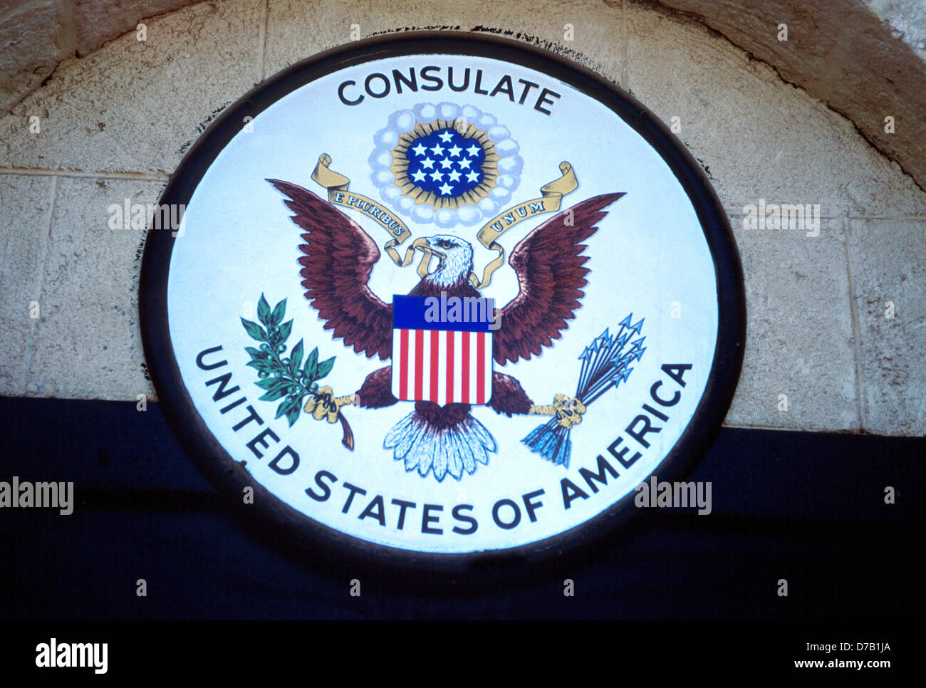 American consulate sign in jerusalem Stock Photo - Alamy