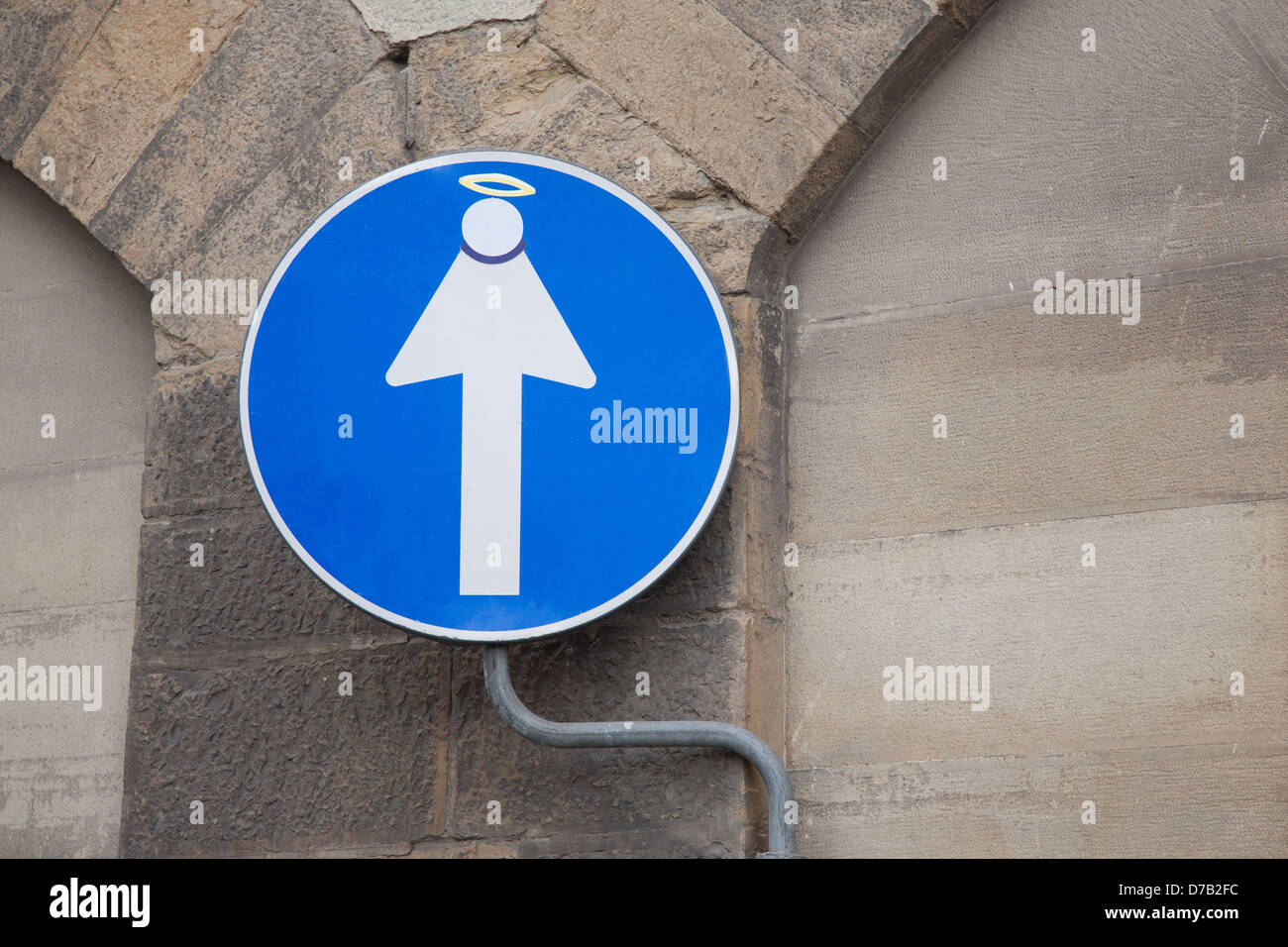 Amusing One Way Traffic Sign Depicting an Angel in Florence, Italy ...