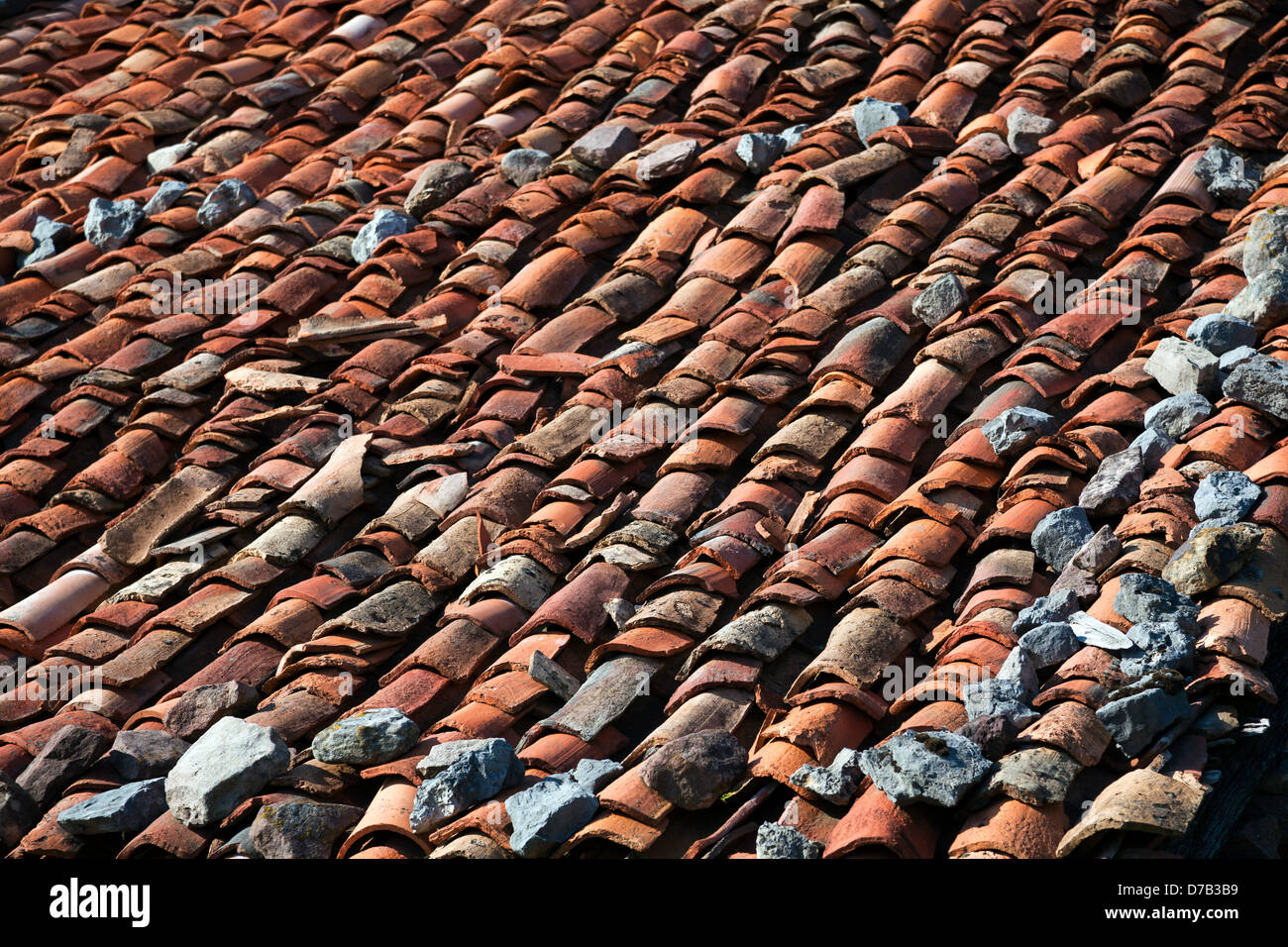 Red pan tiles on a Cantabrian farm building Stock Photo - Alamy