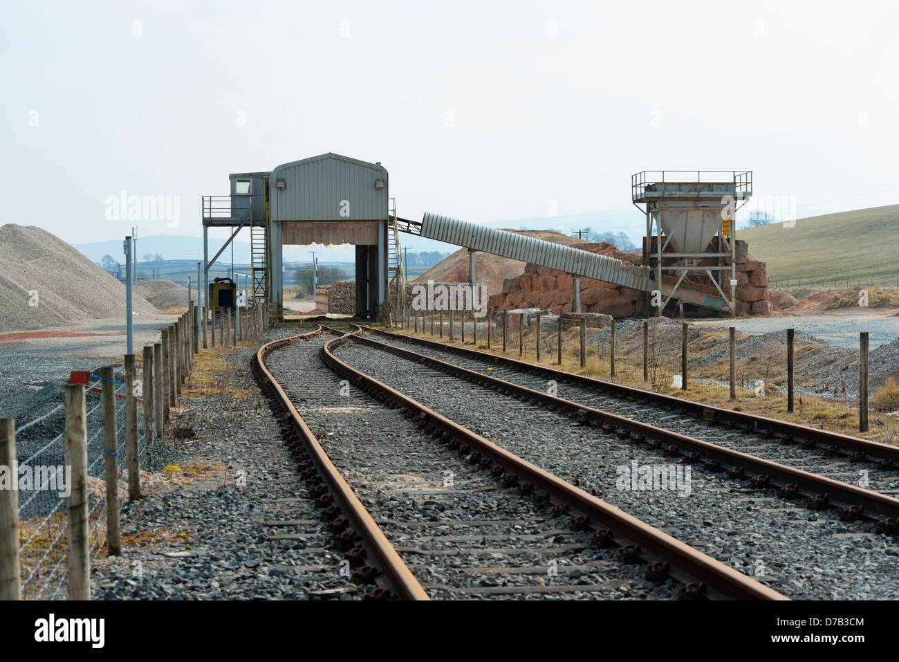 Railway sidings and loading bay. Shap Beck Quarry, Shap, Cumbria Stock ...