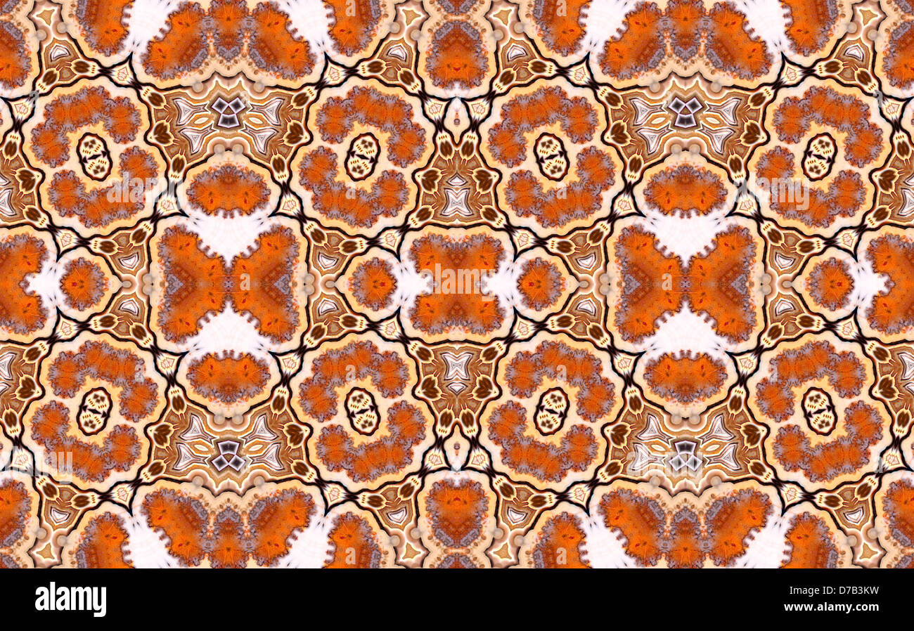 Repeated symmetrical pattern made from image of ocean jasper Stock ...