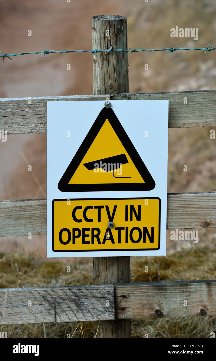 'CCTV IN OPERATION' sign. Shap Beck Quarry, Shap, Cumbria, England ...