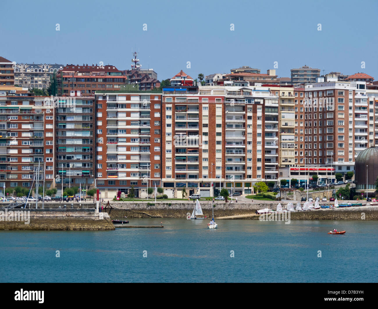 Santander waterfront with harbour facing apartments Stock Photo - Alamy