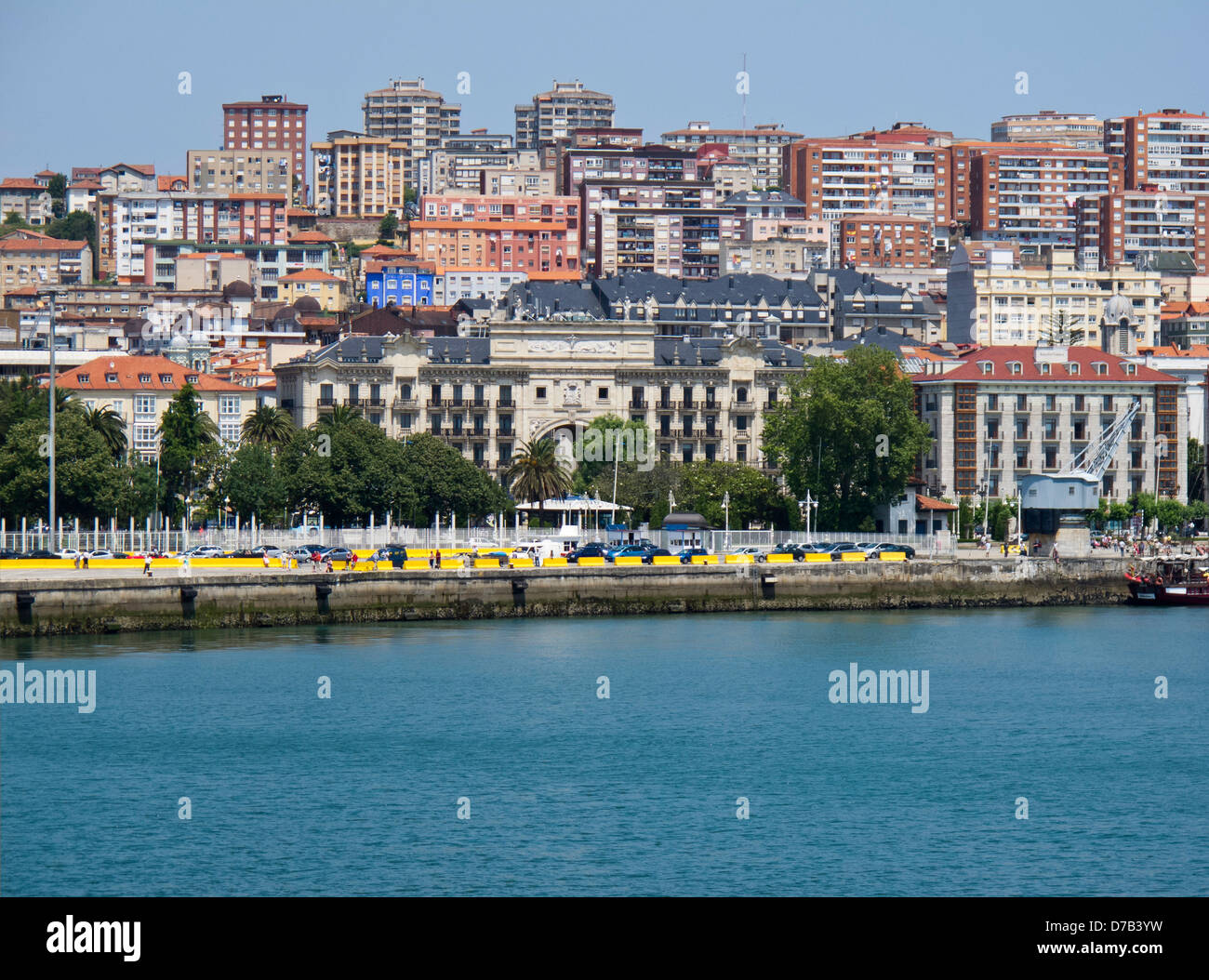Santander waterfront with harbour facing apartments Stock Photo - Alamy