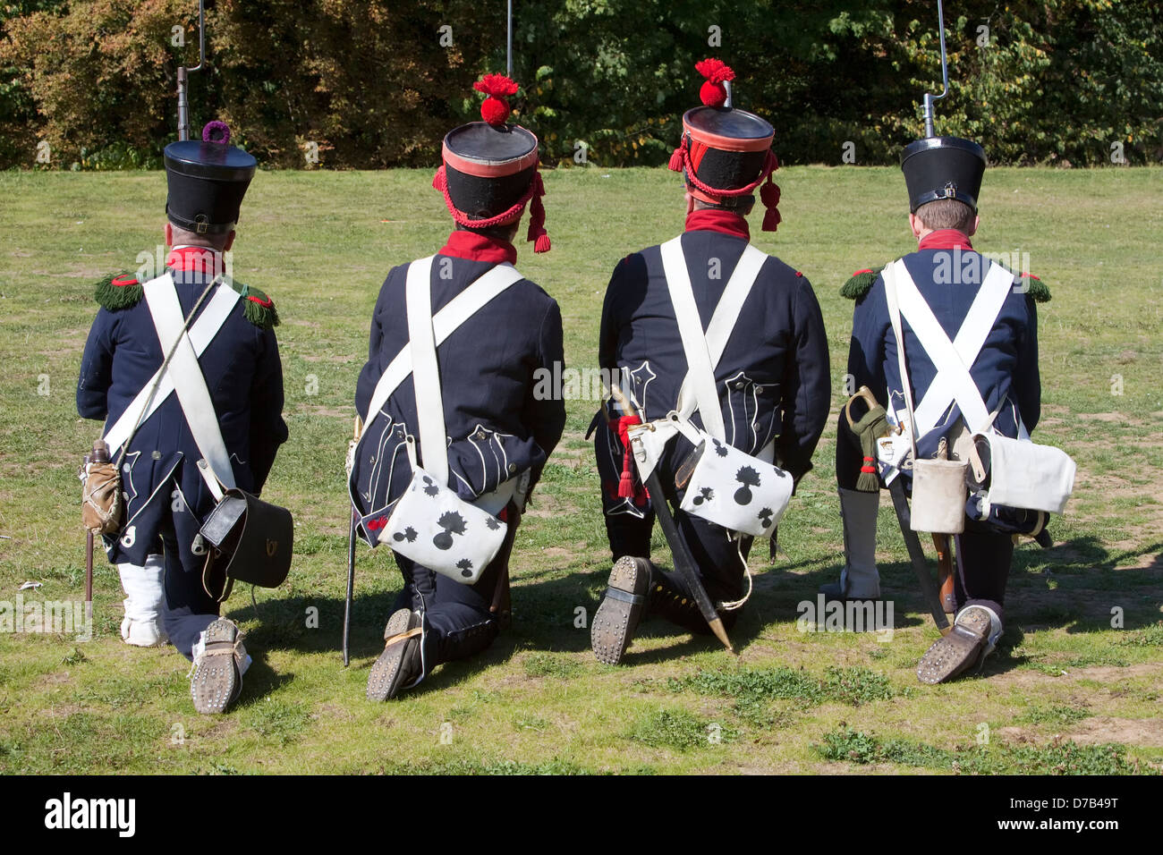 Soldiers shooting with muzzle-loading rifles during a live role-playing ...