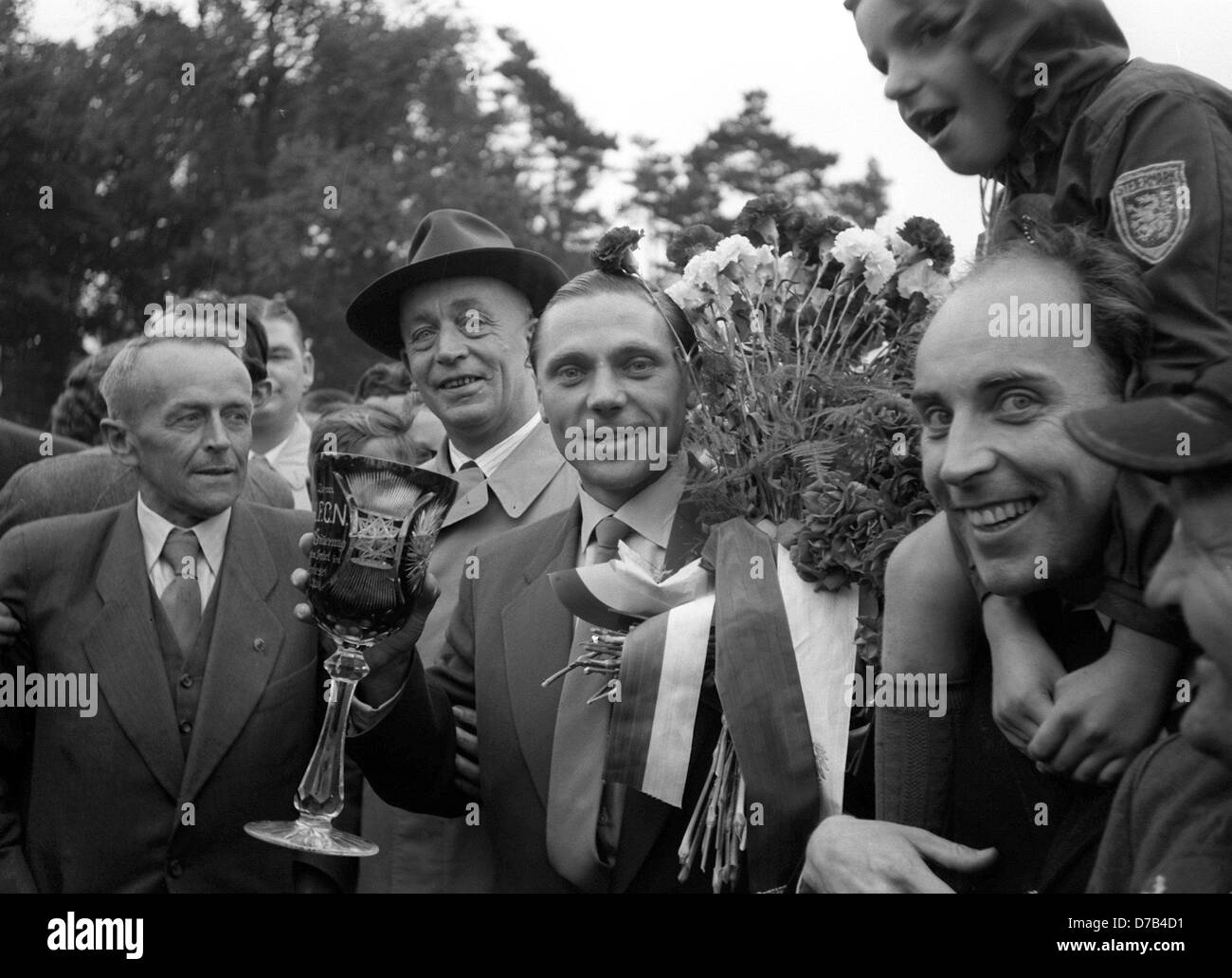 Reception for national soccer player Max Morlock (M) on the 7th of July ...