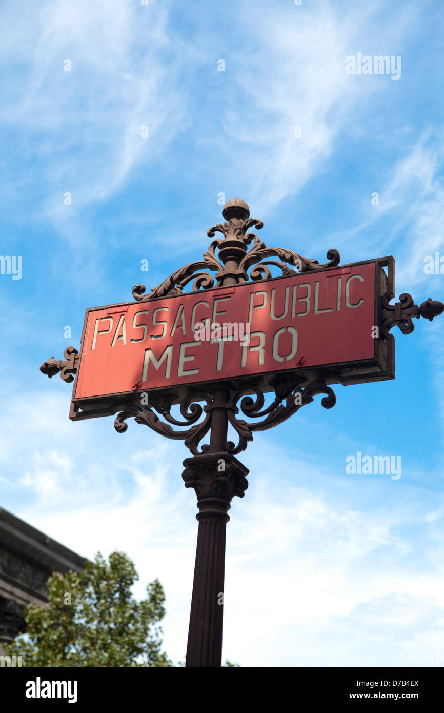 Passage Public Metro old sign, Paris Underground, France Stock Photo ...