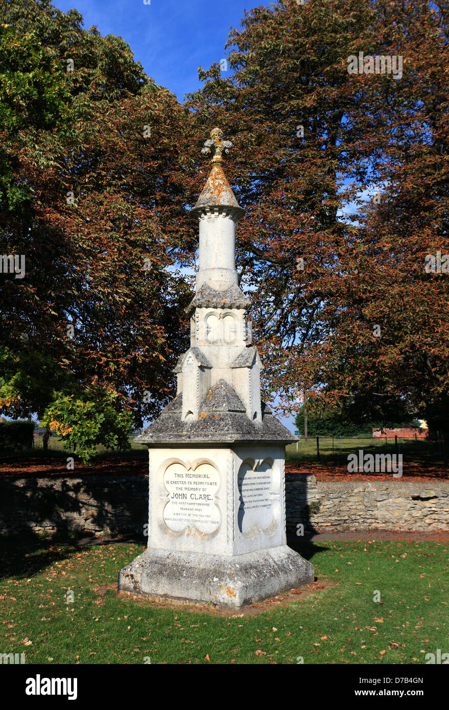 Autumn colours, John Clare memorial ( peoples poet ), Helpston village ...