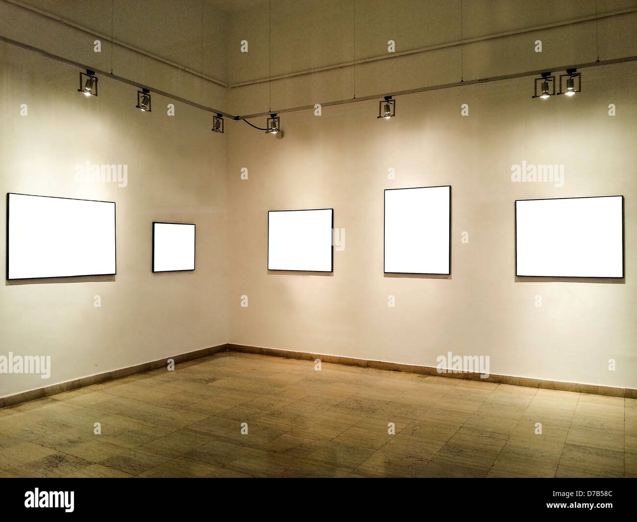 Gallery interior with blank frames Stock Photo - Alamy