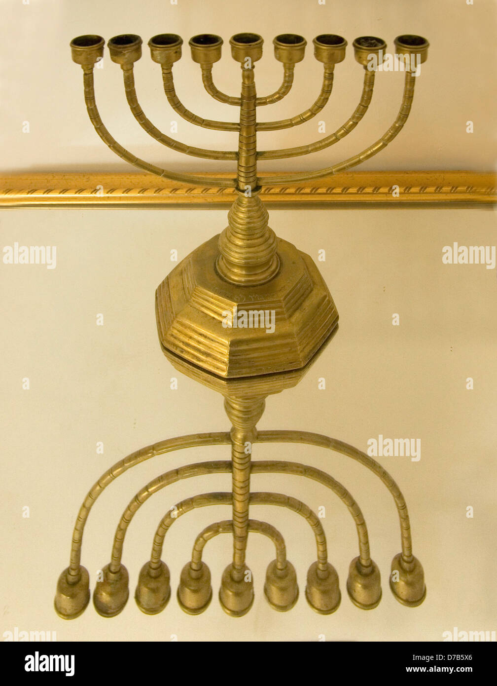 Menorah at Rabban Yokhanan Ben Zakai Sephardic Synagogue Stock Photo ...