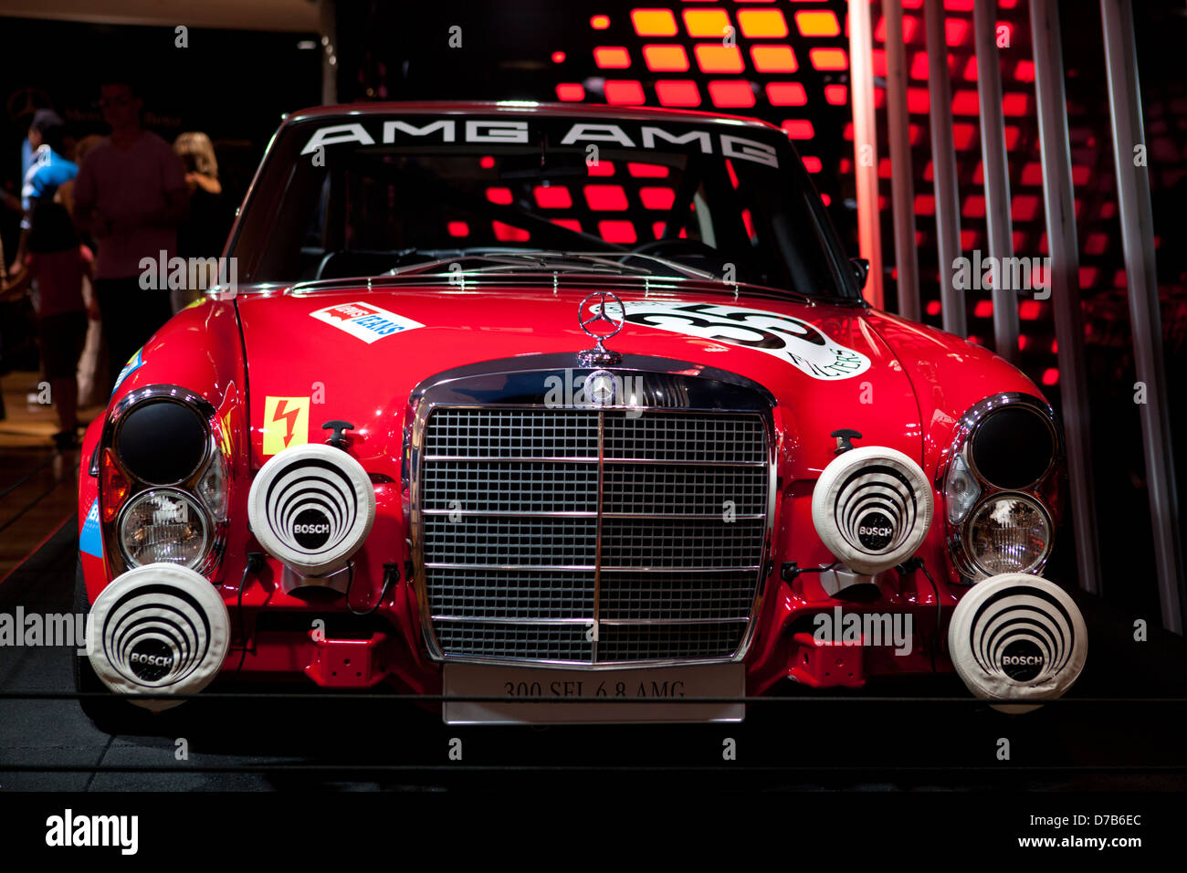 Red Mercedes AMG collection rally type exhibited at Mercedes Paris ...