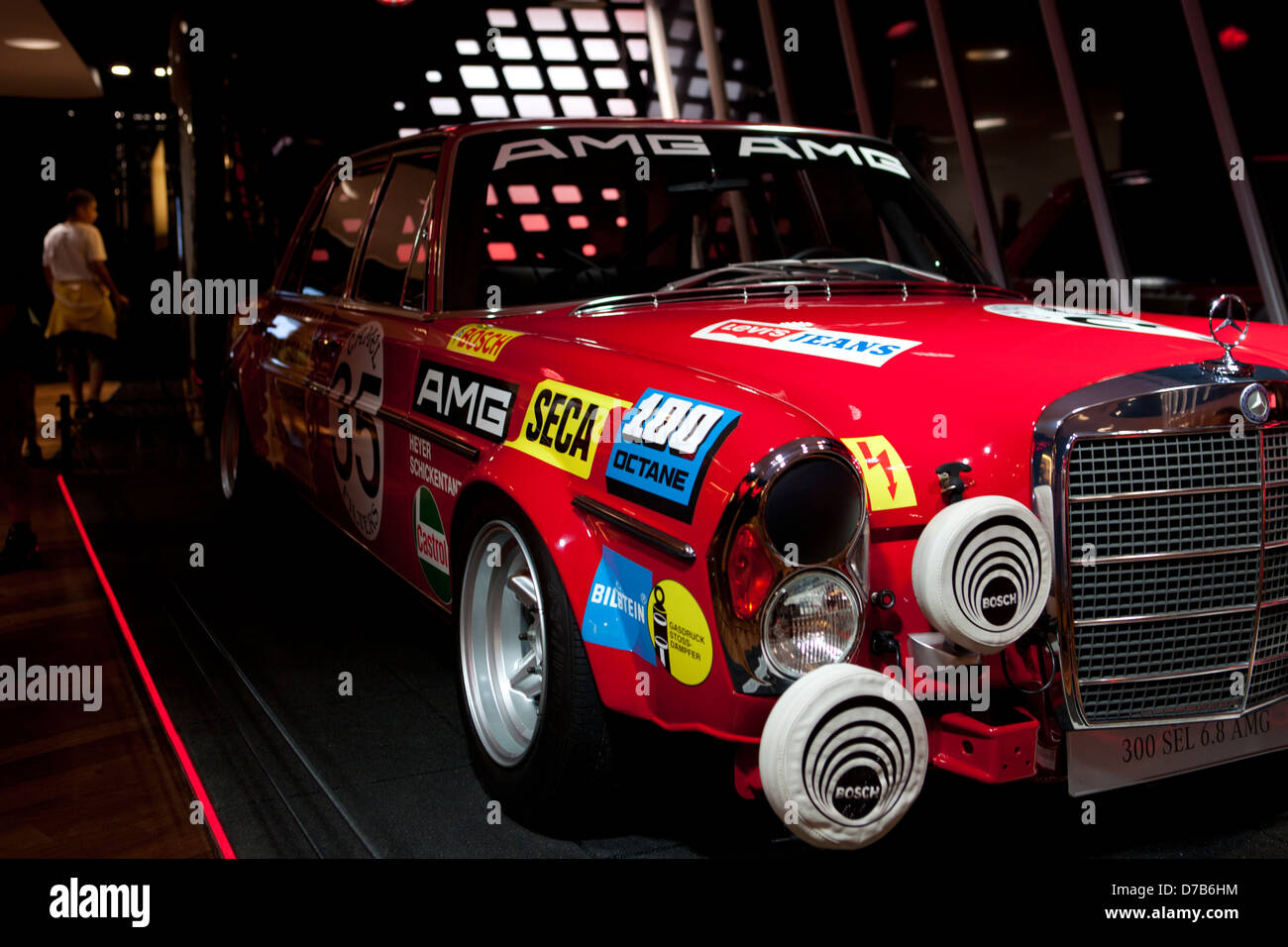 Red Mercedes AMG collection rally type exhibited at Mercedes Paris ...