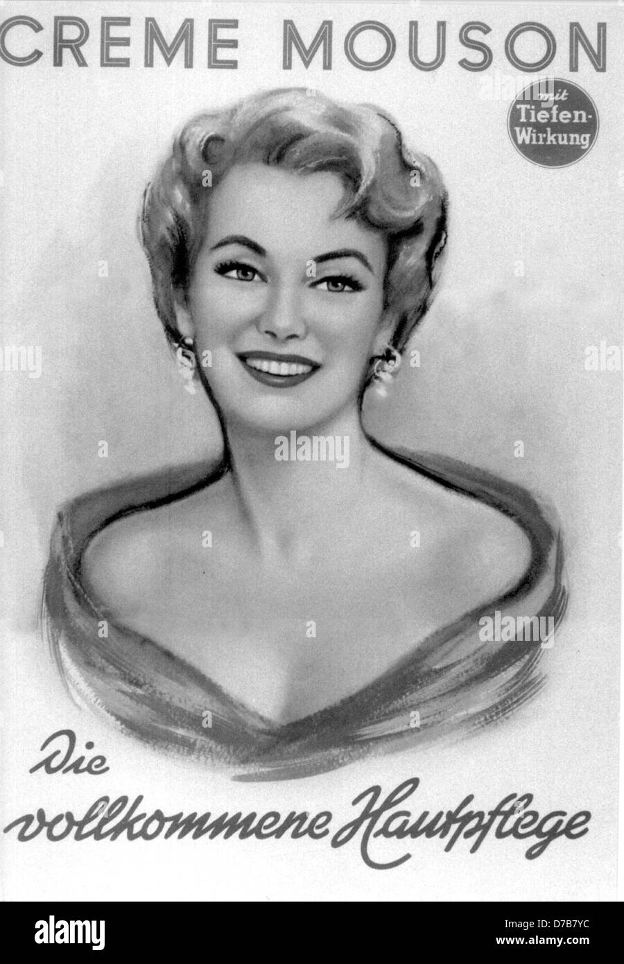 Advertisement poster for Mouson Creme in the middle of the 1950s. Creme ...