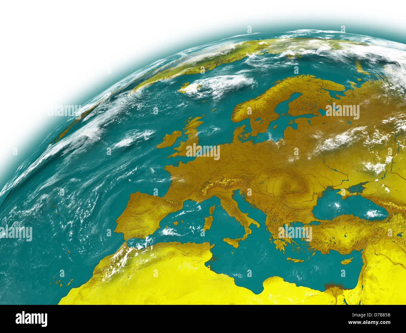 Europe on planet Earth isolated on white background. Elements of this ...