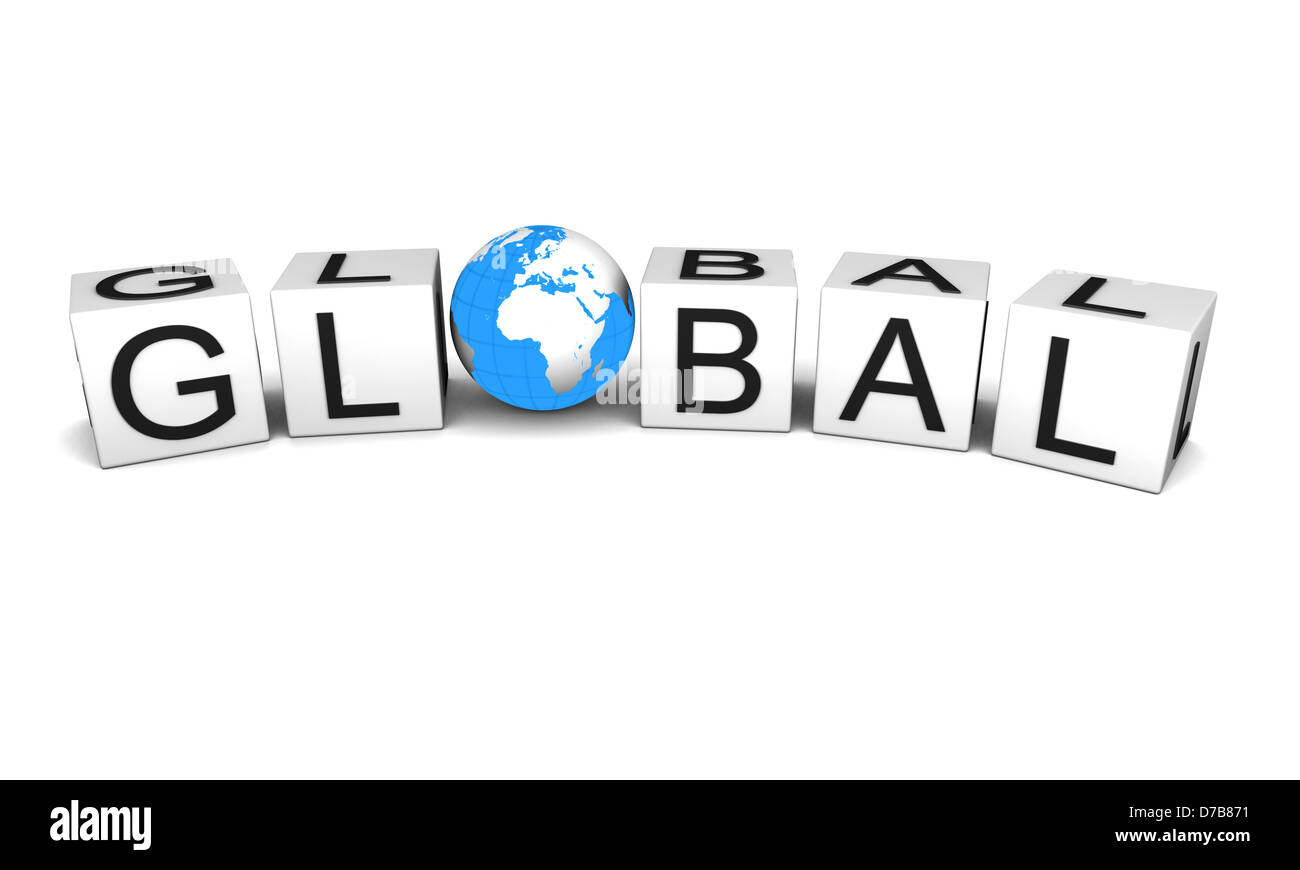 Concept of global with planet earth, isolated on white background ...