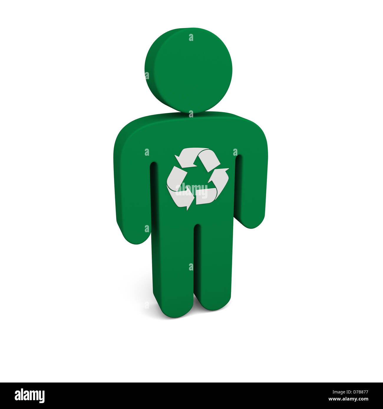 Concept of recycling. Illustration of green person with recycling sign ...