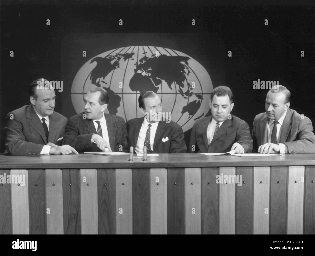 The news readers (l-r) Manfred Schmidt, Cay Dietrich Voss, Karl-Heinz ...