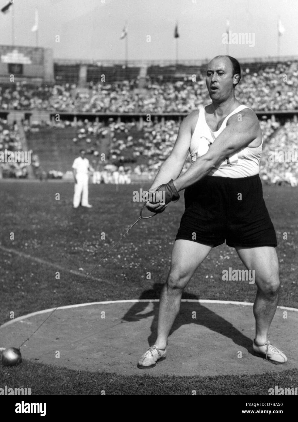 Hammer thrower Karl Storch during the German Championships in Athletics ...