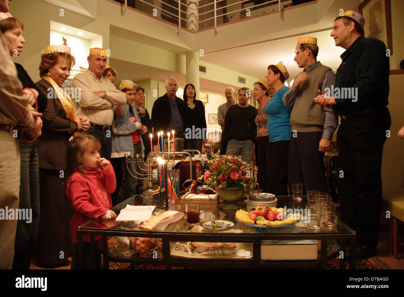 friends celebrating hanukkah at home Stock Photo - Alamy