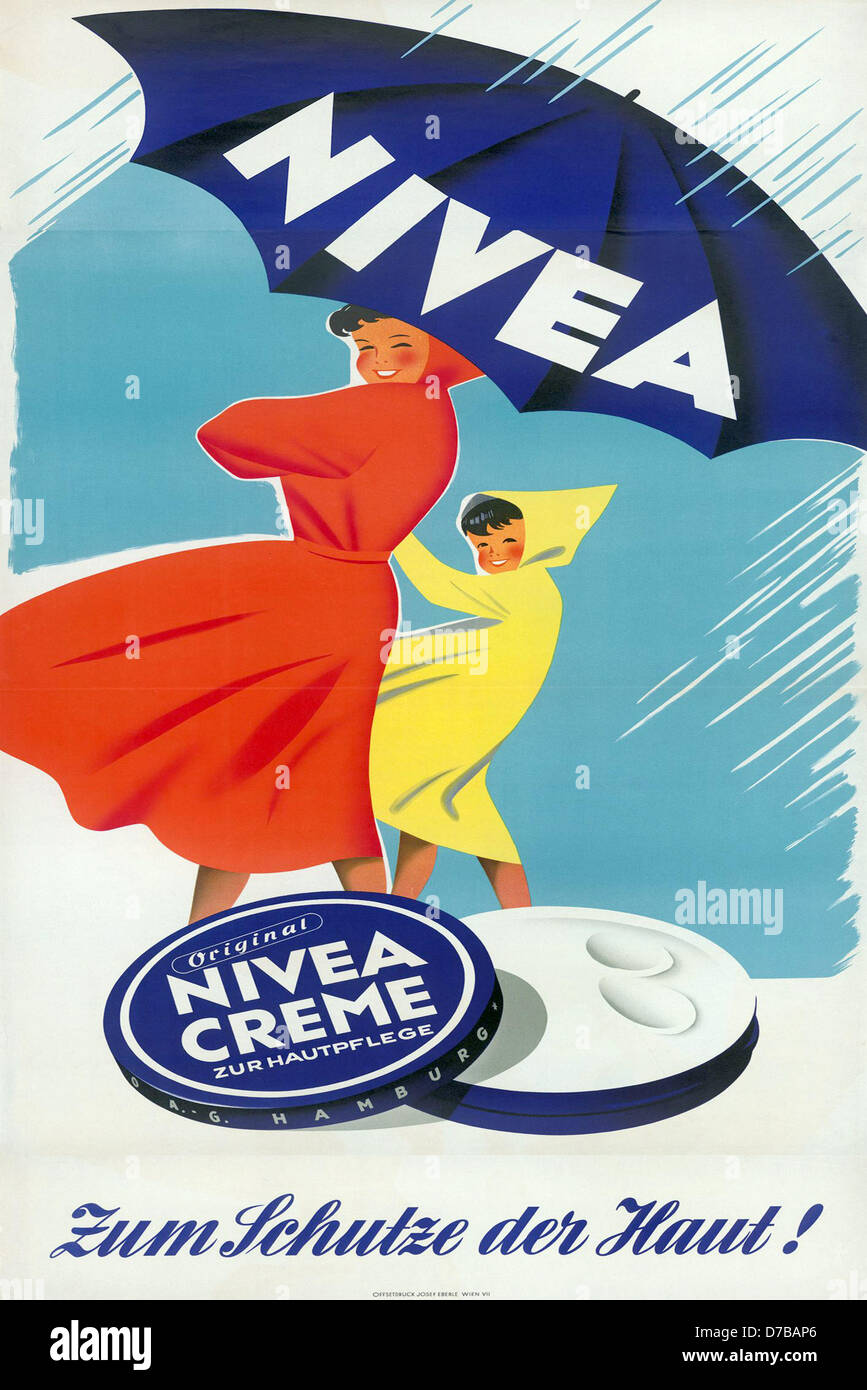 The handout photograph shows a Nivea advertisement from 1950 (undated ...