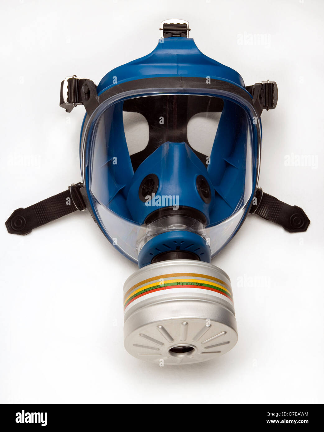 A blue gas mask isolated on white background Stock Photo - Alamy