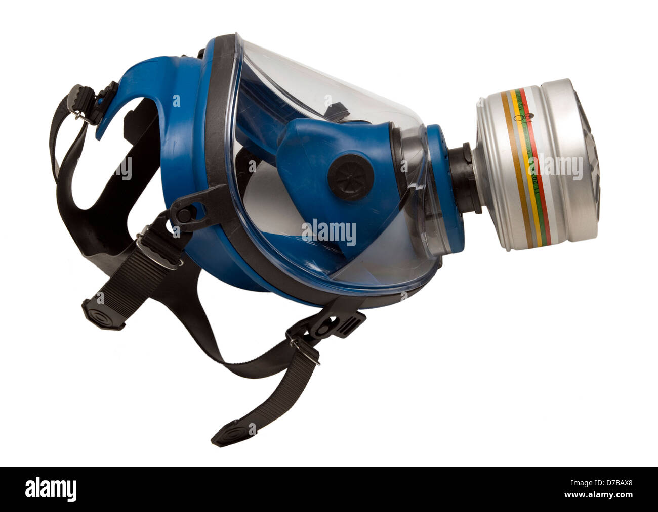 A blue gas mask isolated on white background Stock Photo - Alamy