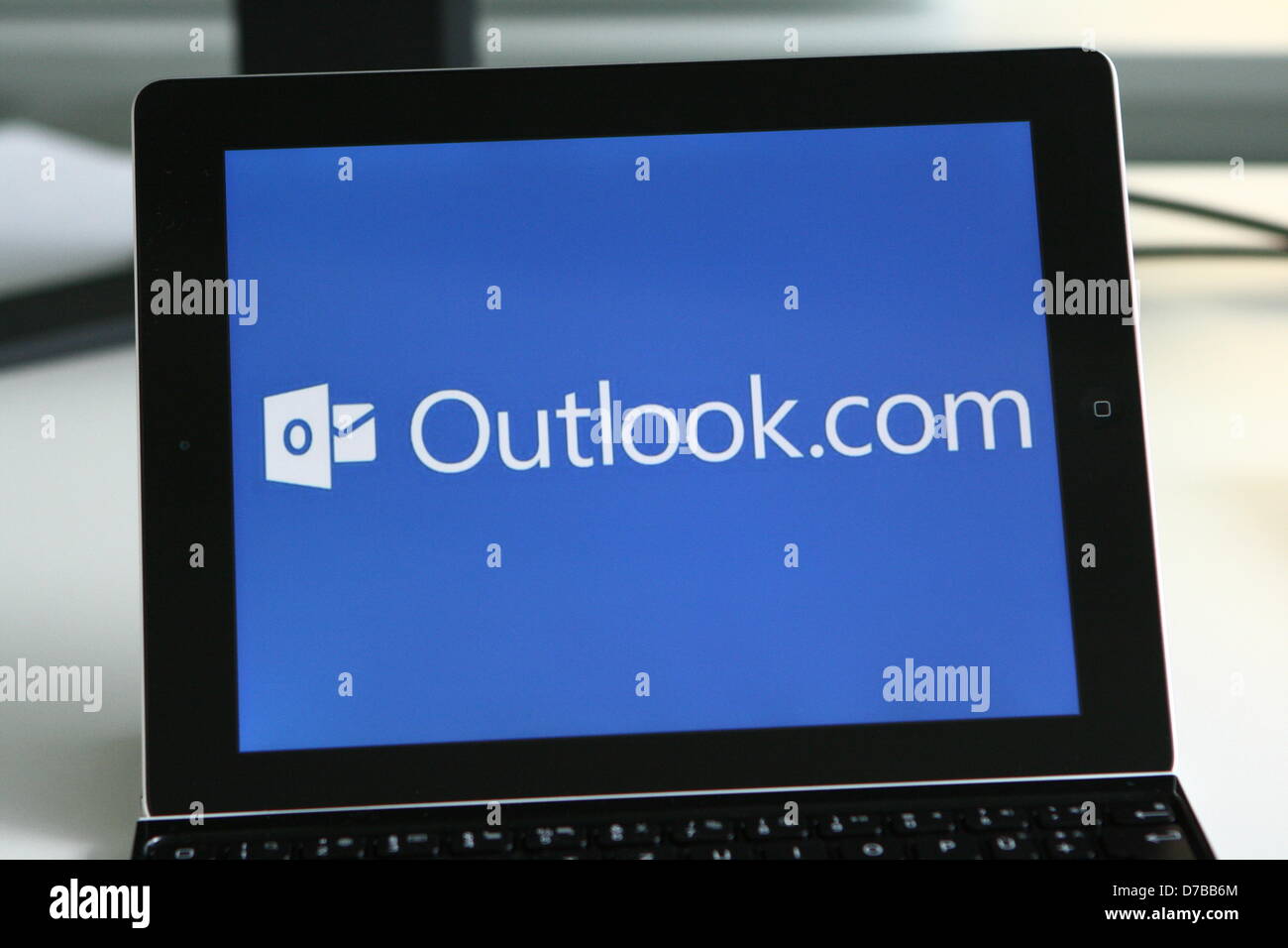 The logo of the personal information manager Outlook is visible on a ...