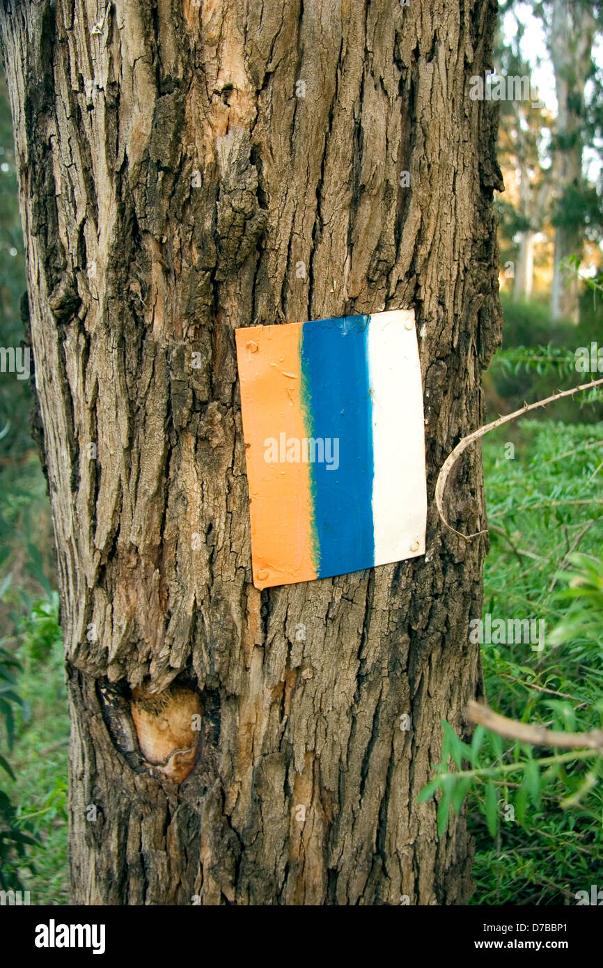 Sign and marker for hikers trekking Israel's national trail Stock Photo ...