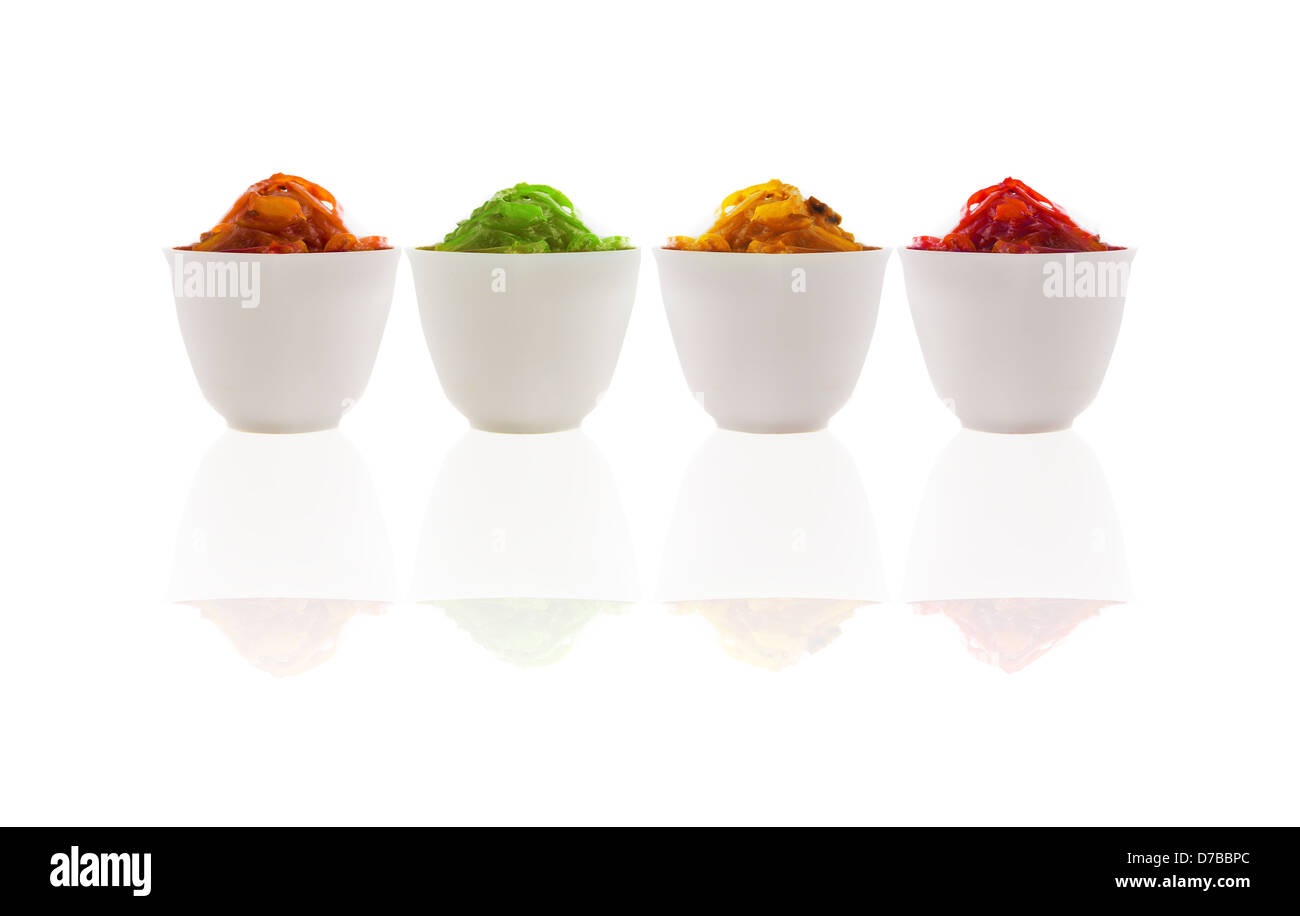 sambal, traditional south east asian hot curry prawn paste in various ...