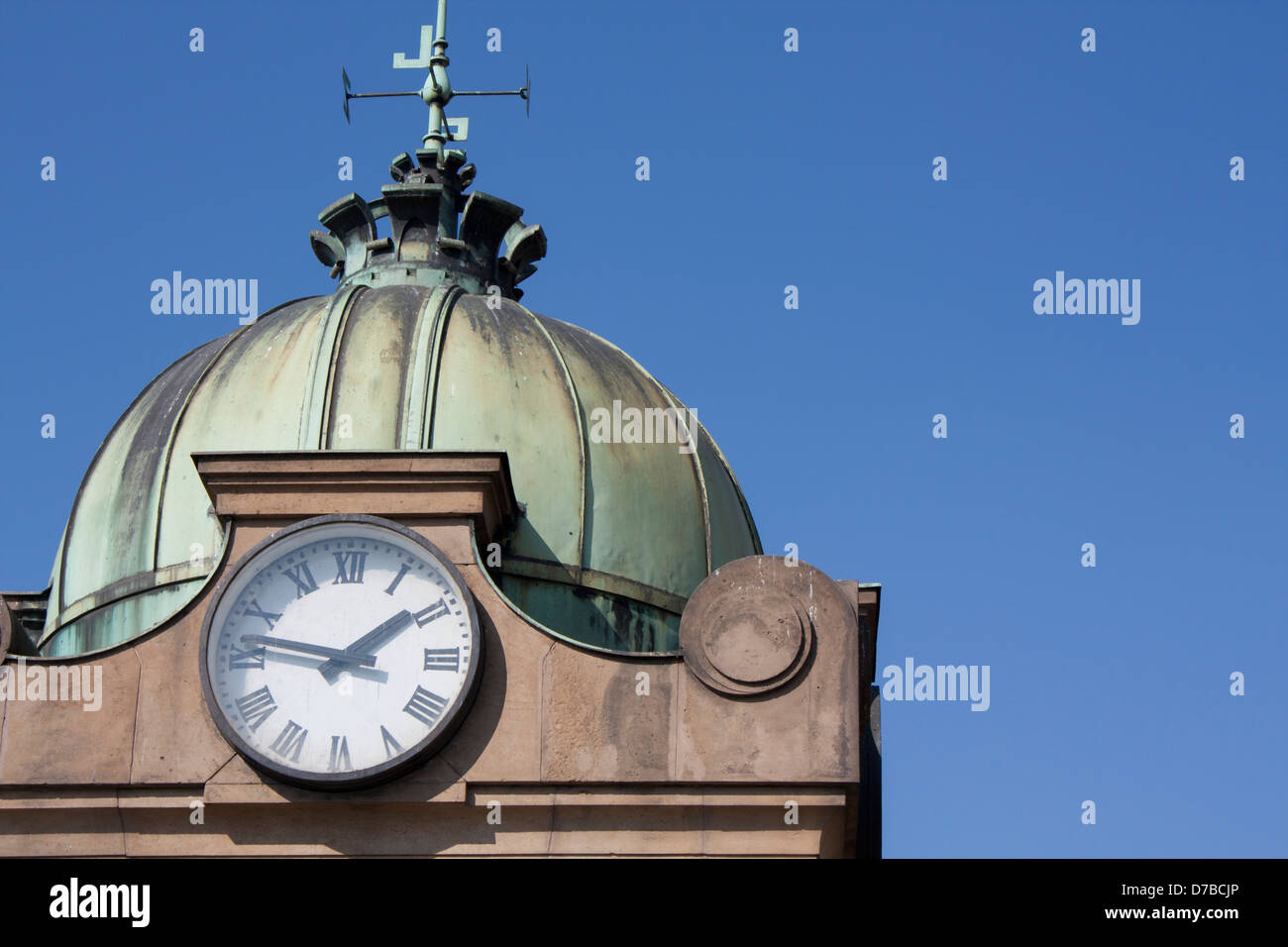 big clocks on the top of vintage building on Prague Stock Photo - Alamy