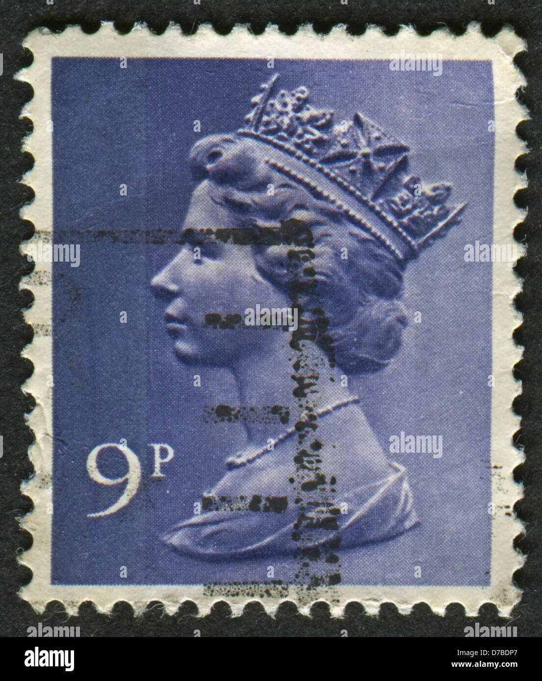 A stamp printed in UK shows image of Elizabeth II is the constitutional ...