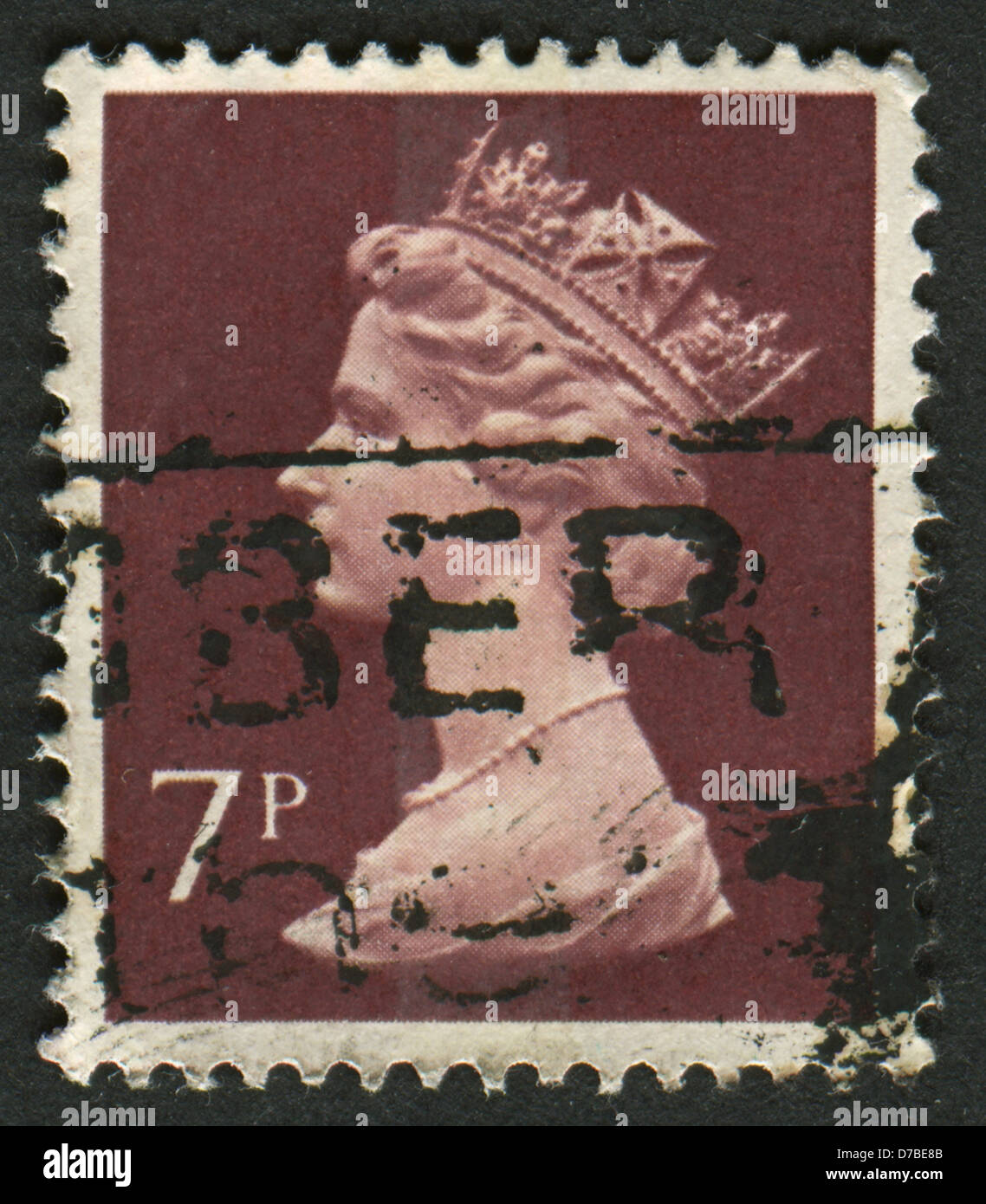 A stamp printed in UK shows image of Elizabeth II is the constitutional ...