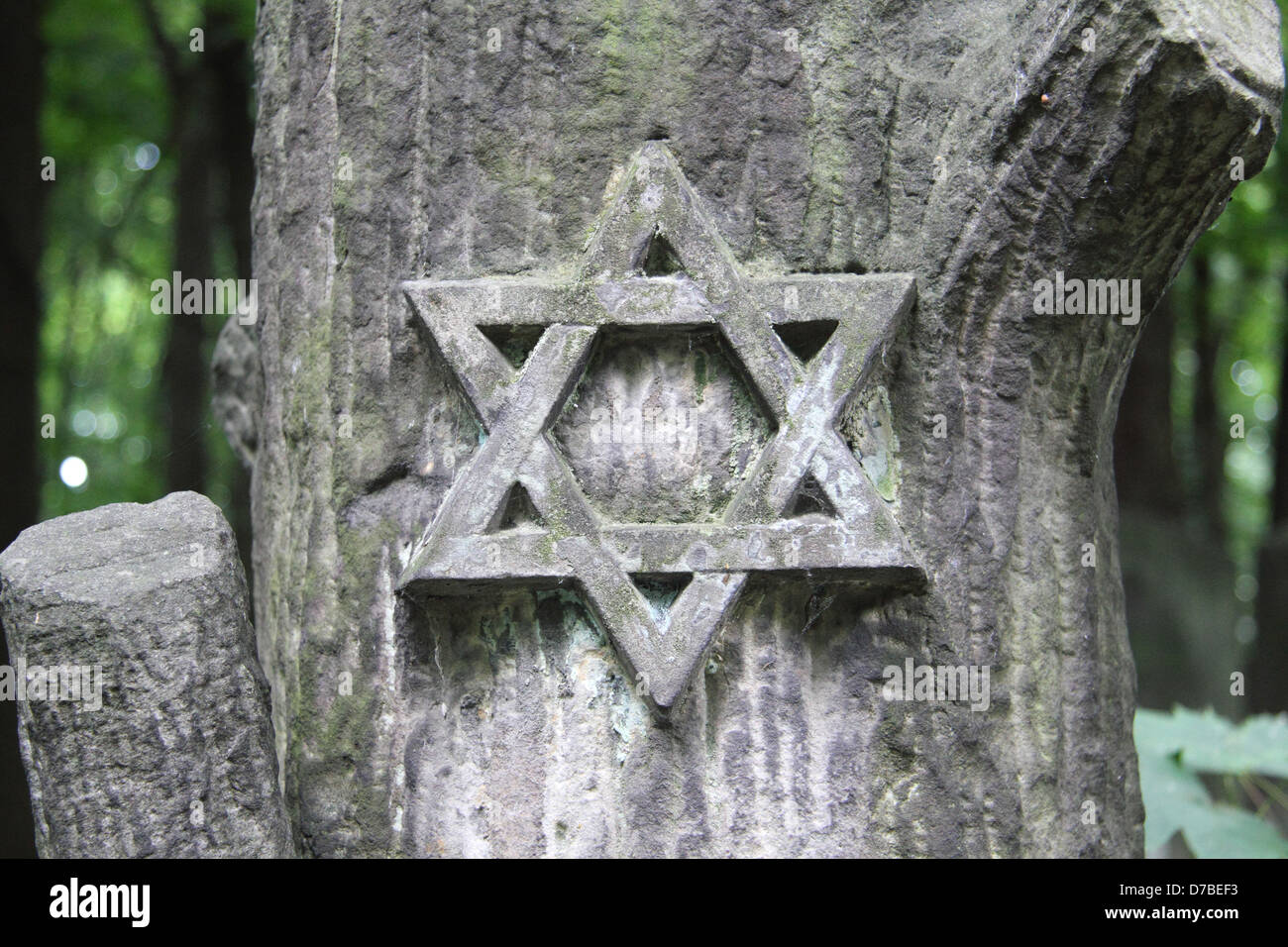 Magen David (Shield of David) symbolic sign on a tombstone at Jewish ...