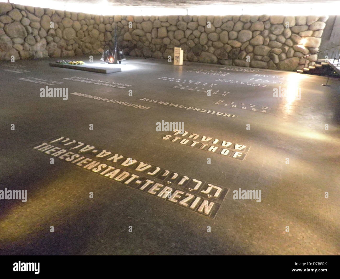 Eternal flame at the Hall of Remembrance in Yad Vashem Holocaust ...
