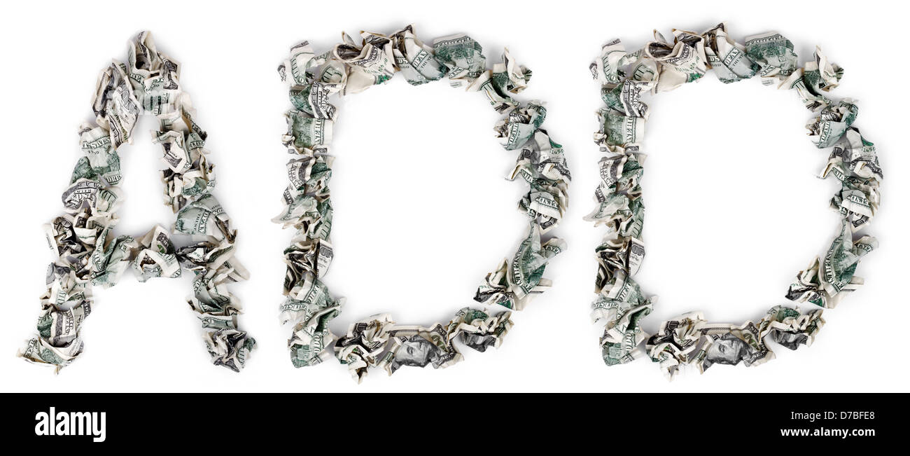 The word 'add', made out of crimped 100$ bills. Isolated on white ...