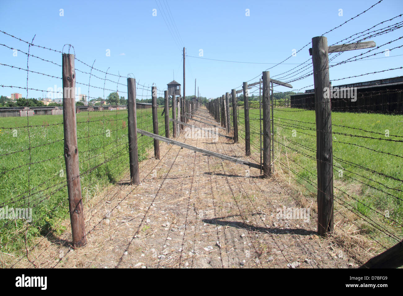 Barbed wired fence Surrounding Prisoners' Barracks At Majdanek Death ...