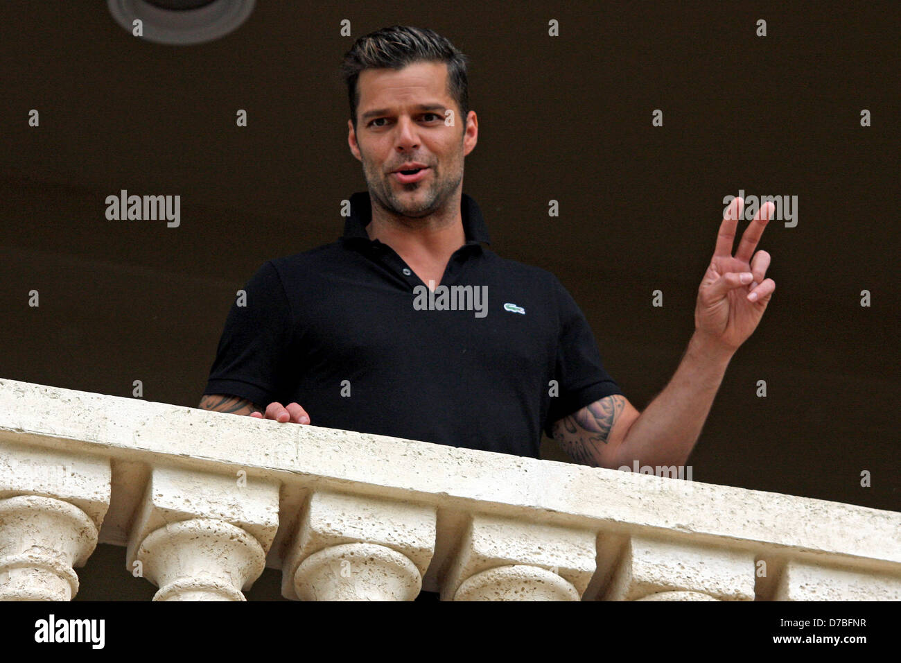 Ricky Martin posing on a balcony during at the Trump International Golf ...