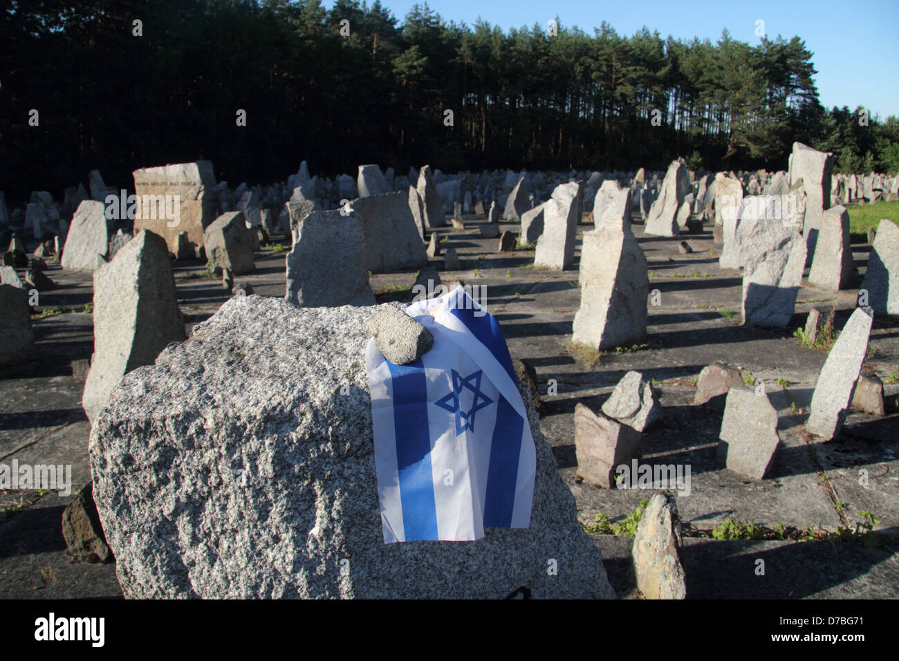 Israeli flag commemorating the Jewish holocaust victims at Treblinka ...