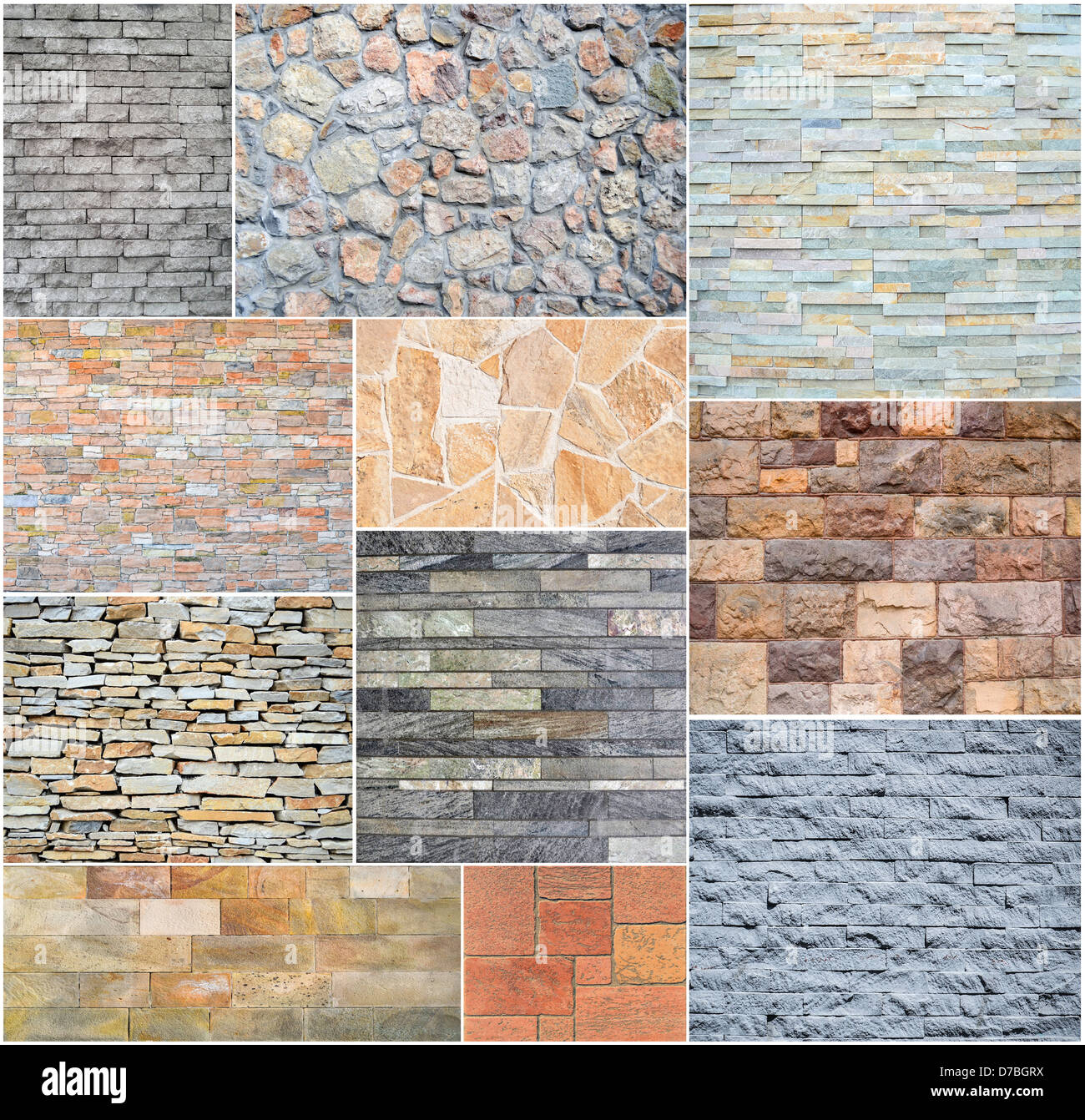 Stone wall collage Stock Photo - Alamy