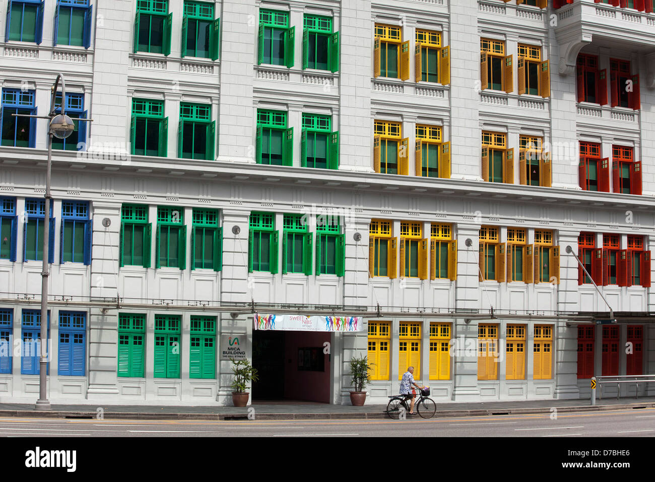 Detail of the colorful Old Hill Street Police Station near the ...