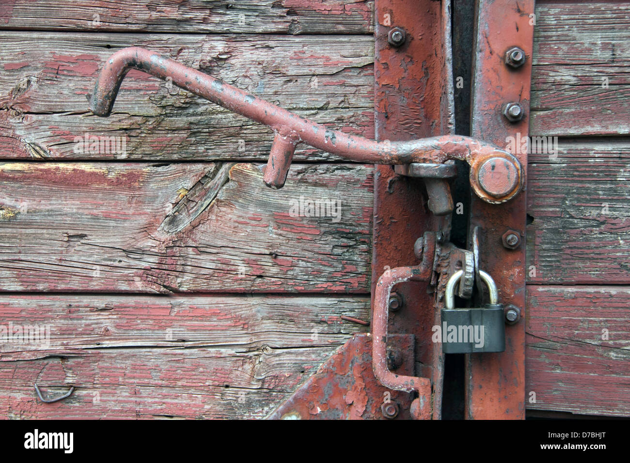 Lock of a freight wagon which transported Jews to death camps during ...