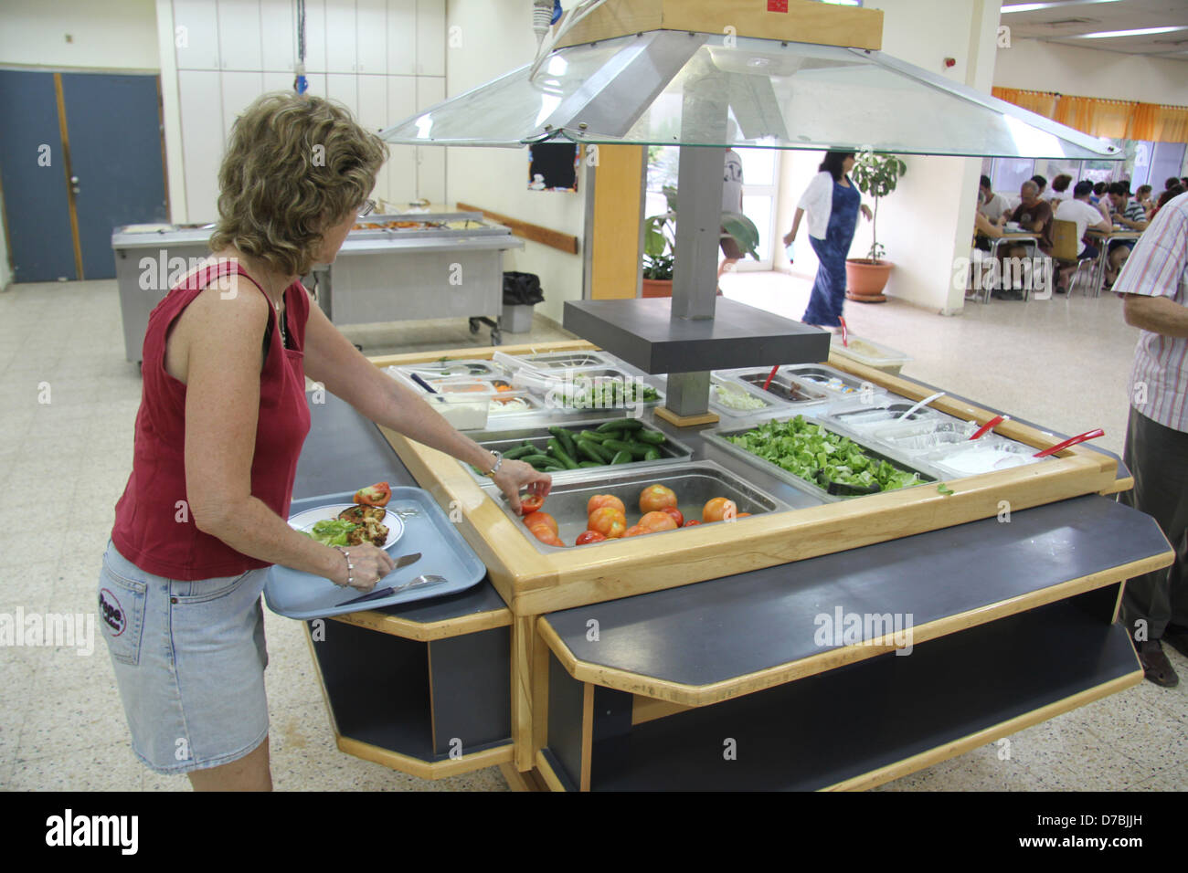 Self service dinner at Kibbutz Ketura dining room in the Arava, south ...