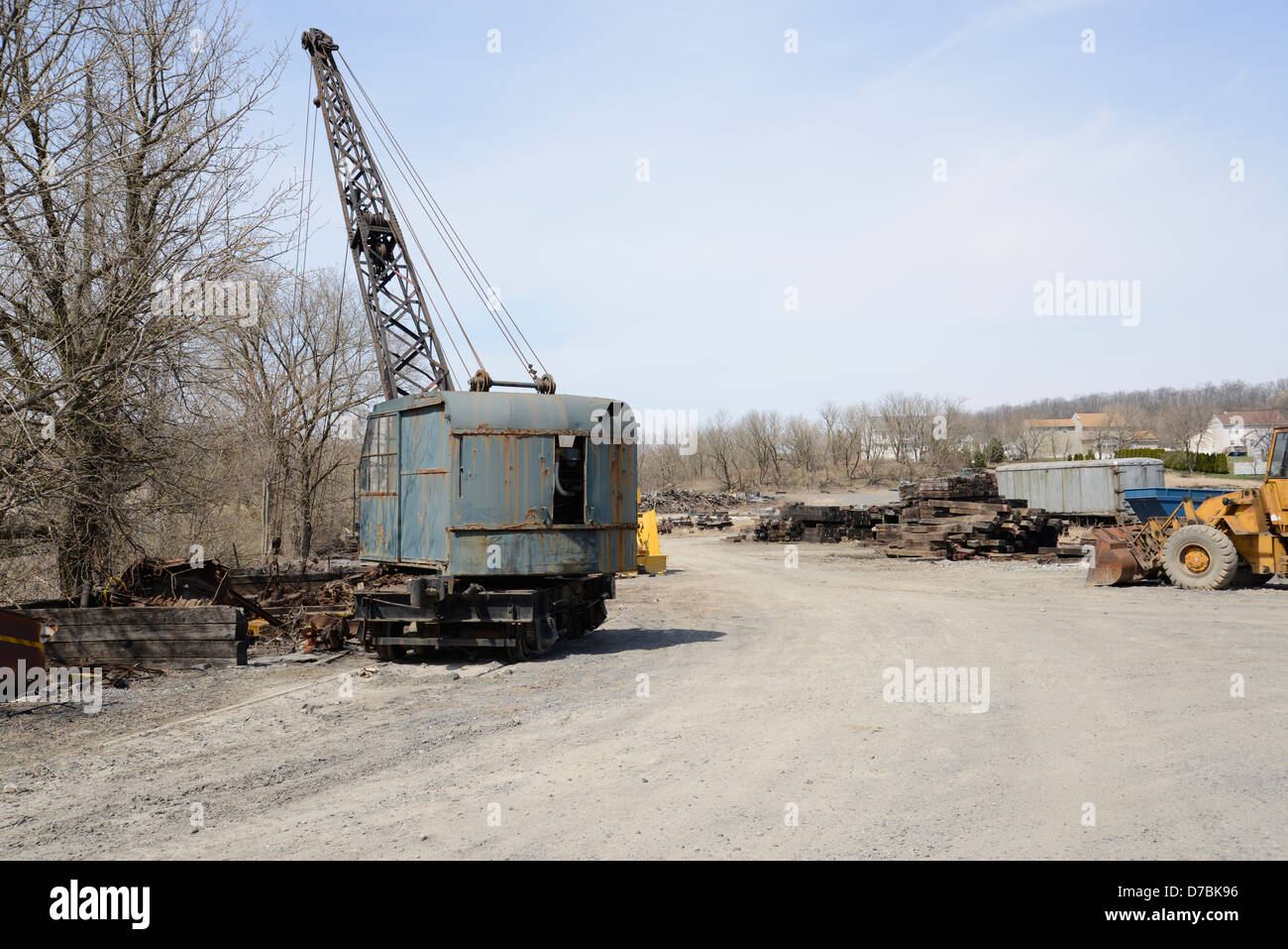 old construction crane sitting abandoned in a junkyard Stock Photo - Alamy