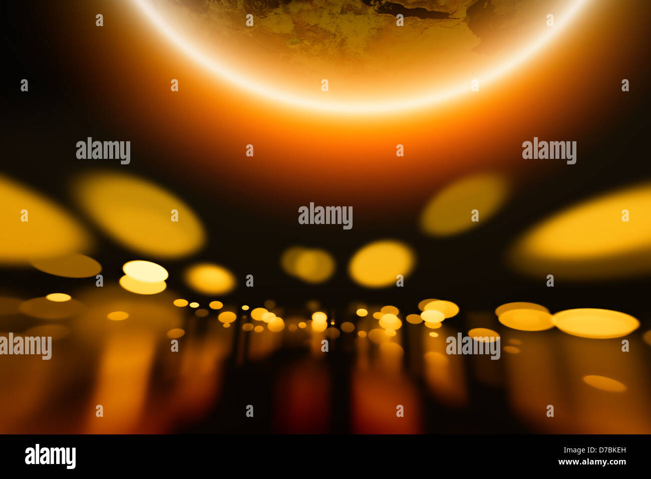 Fantastic background - speed flight around planet Stock Photo - Alamy