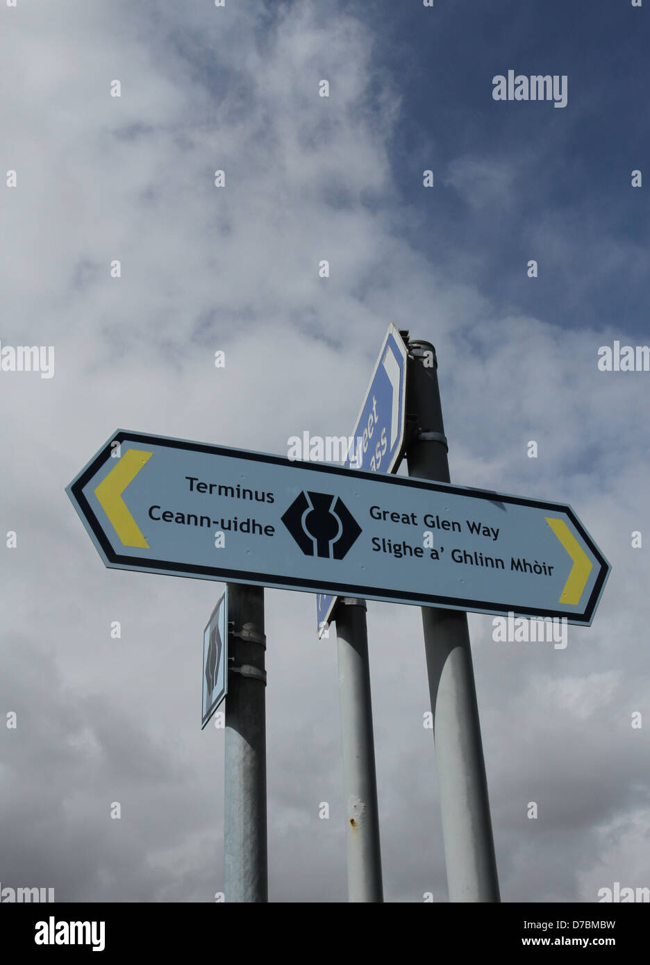 Bilingual Great Glen Way sign Fort William Scotland April 2013 Stock ...